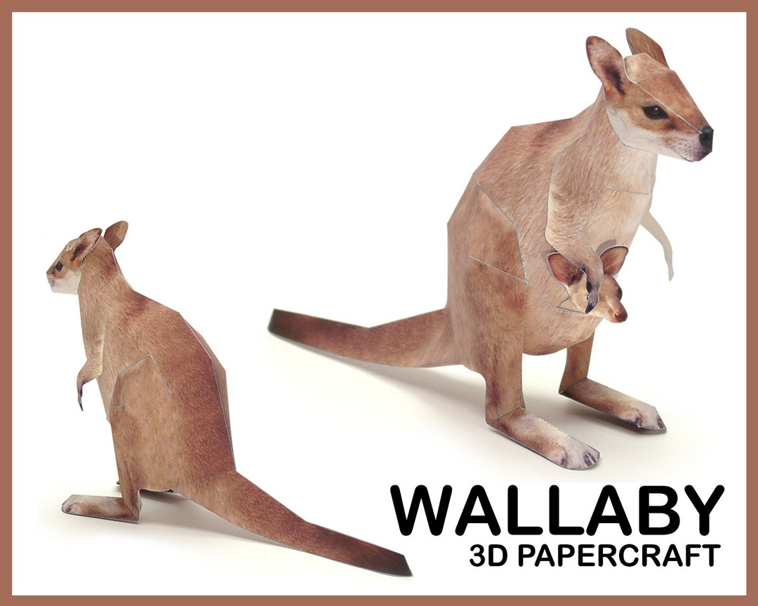 WALLABY 3D Papercraft / Animals Papercraft / Printable DIY Template Pdf / Animals Home Decor ...