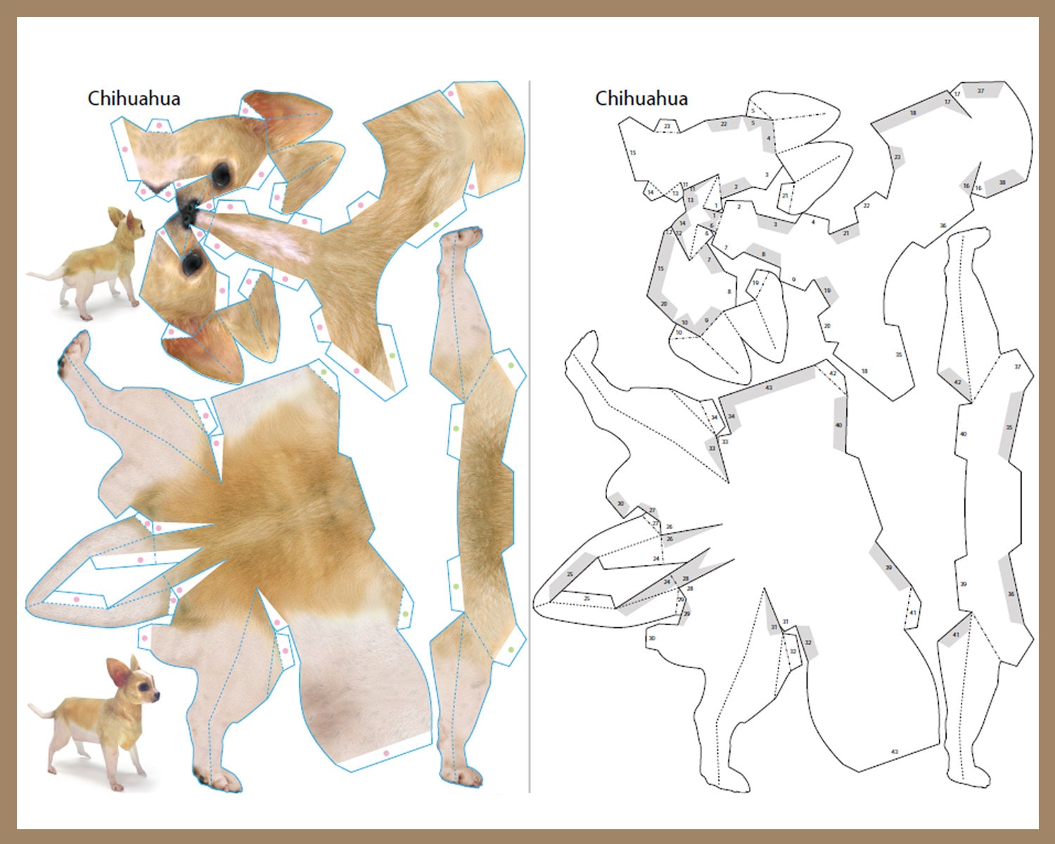 CHIHUAHUA 3D Papercraft / Chihuahua Art / Chihuahua Dog / 3d Origami ...