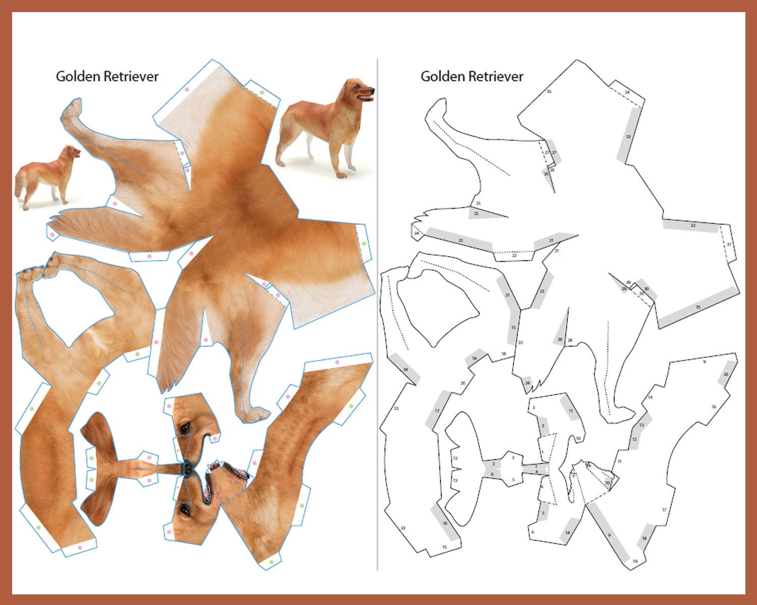 GOLDEN RETRIEVER 3D Papercraft / Golden Retriever Art / 3d Origami ...