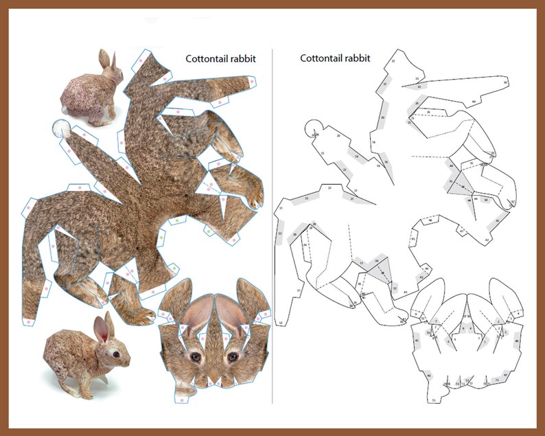 RABBIT 3D Papercraft / 3d Origami Rabbit / Rabbit Paper Sculpture ...