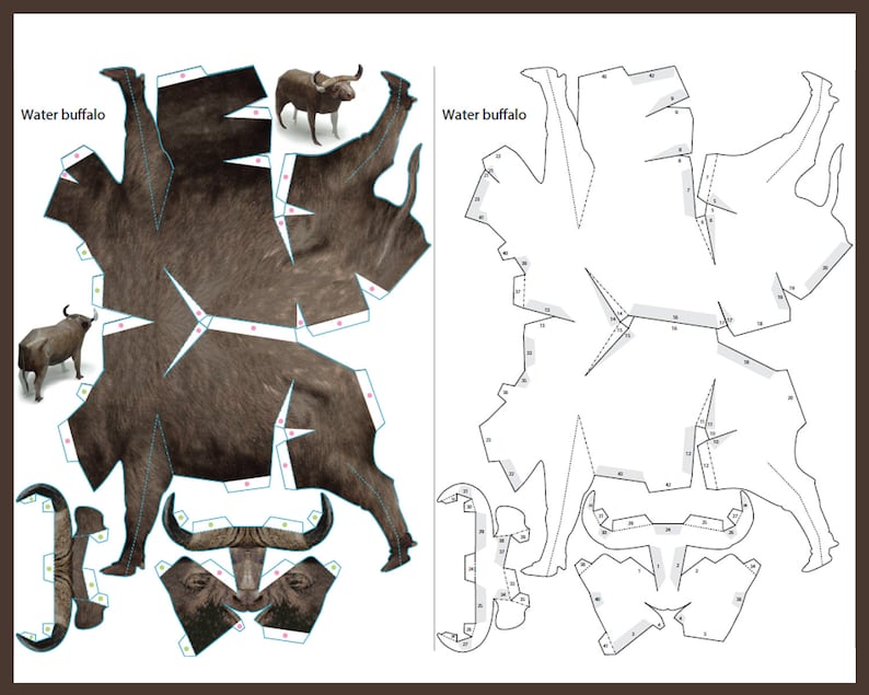 WATER BUFFALO 3D Papercraft / Buffalo Papercraft / Buffalo Print / 3d ...