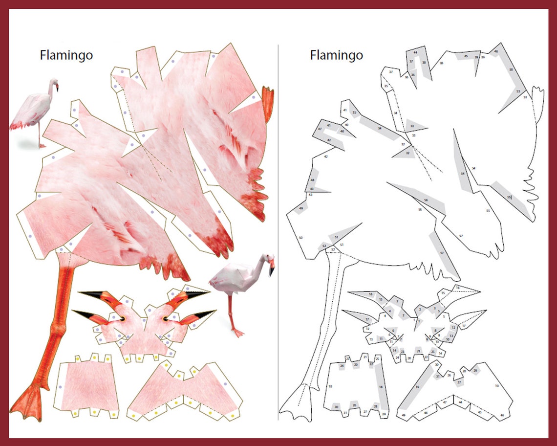 FLAMINGO 3D Papercraft / Flamingo Decor / 3d Origami / Flamingo Art ...