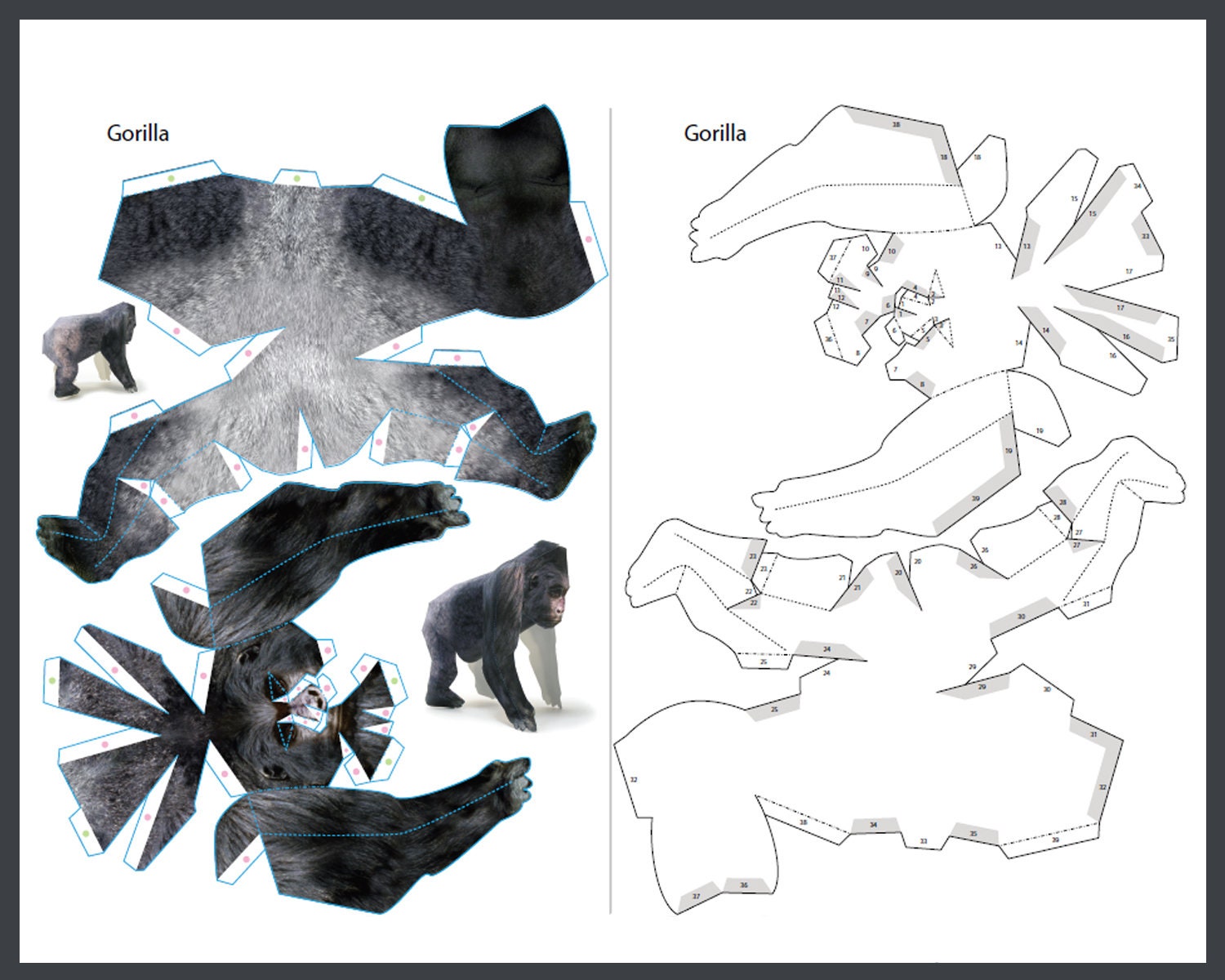 GORILLA 3D Papercraft / Papercraft Animals / Papercraft Model / 3d ...