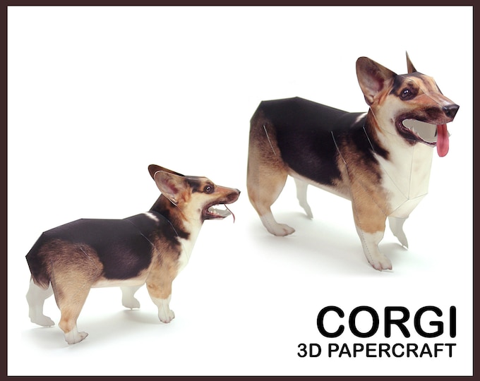 Corgi Paper Craft, Digital Template, Origami, PDF Download DIY, Low ...