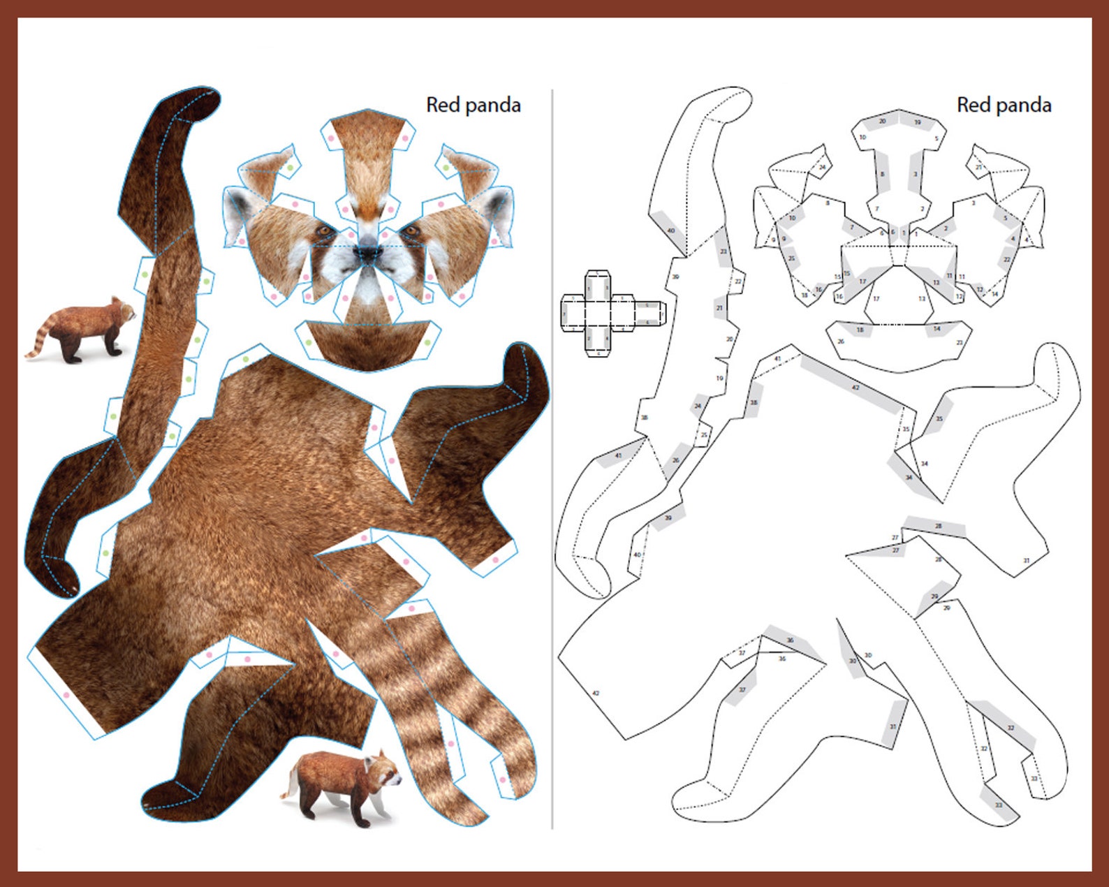 RED PANDA 3D Papercraft / Papercraft 3d / 3d Origami / Panda Papercraft ...