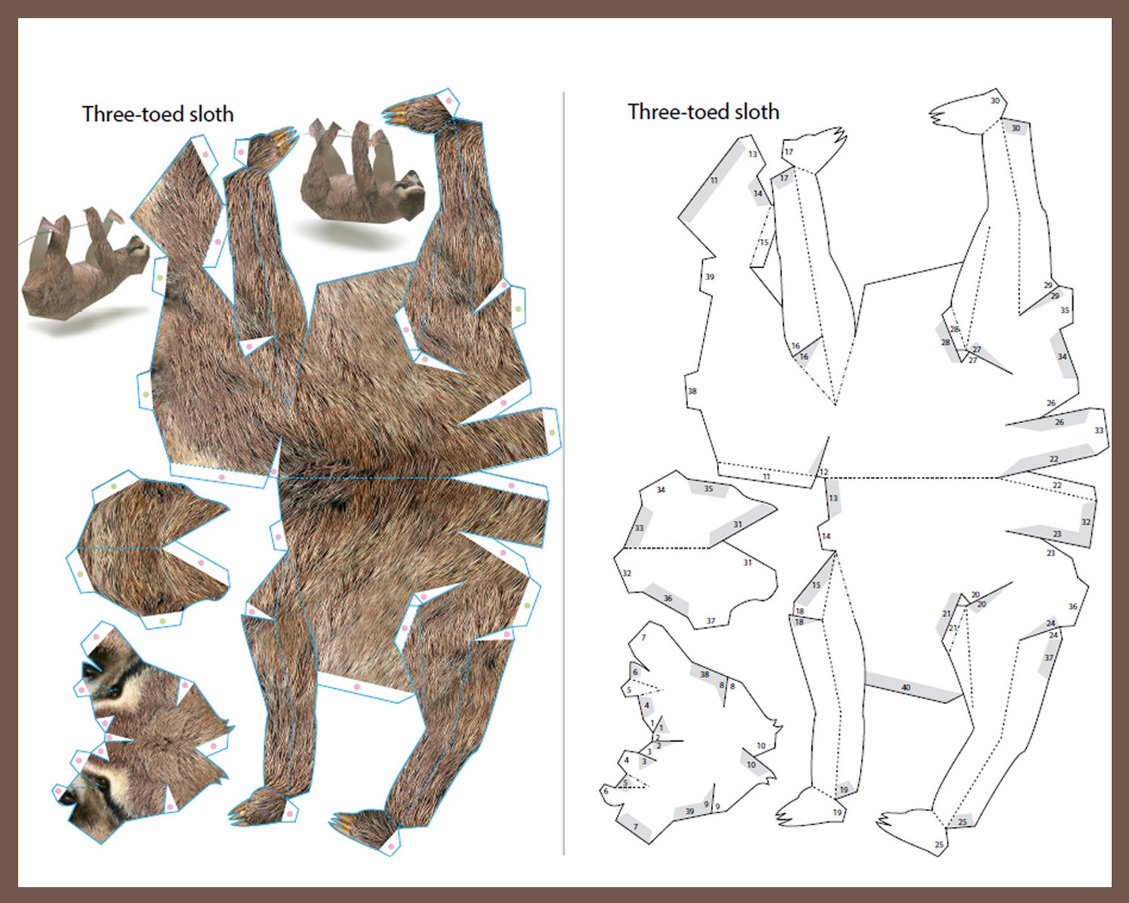 SLOTH 3D Papercraft / 3d Origami Sloth Art / Sloth Paper Model DIY PDF ...