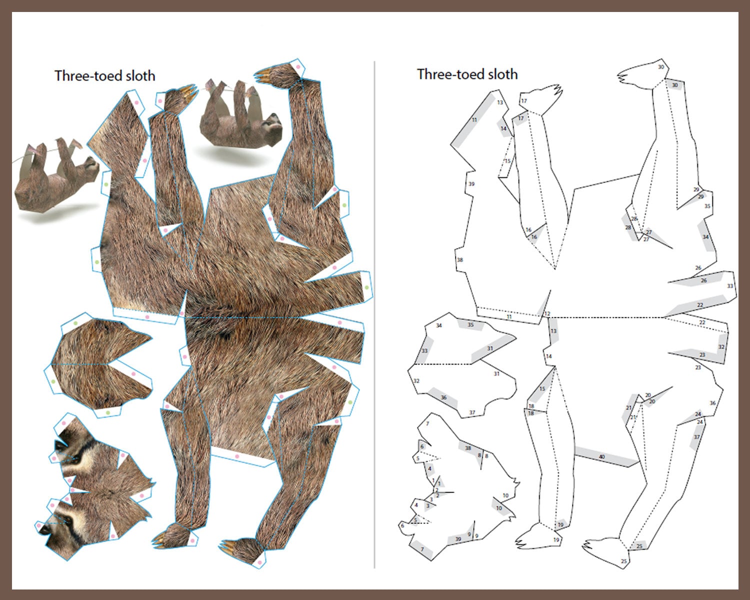 SLOTH 3D Papercraft / 3d Origami Sloth Art / Sloth Paper Model DIY PDF ...