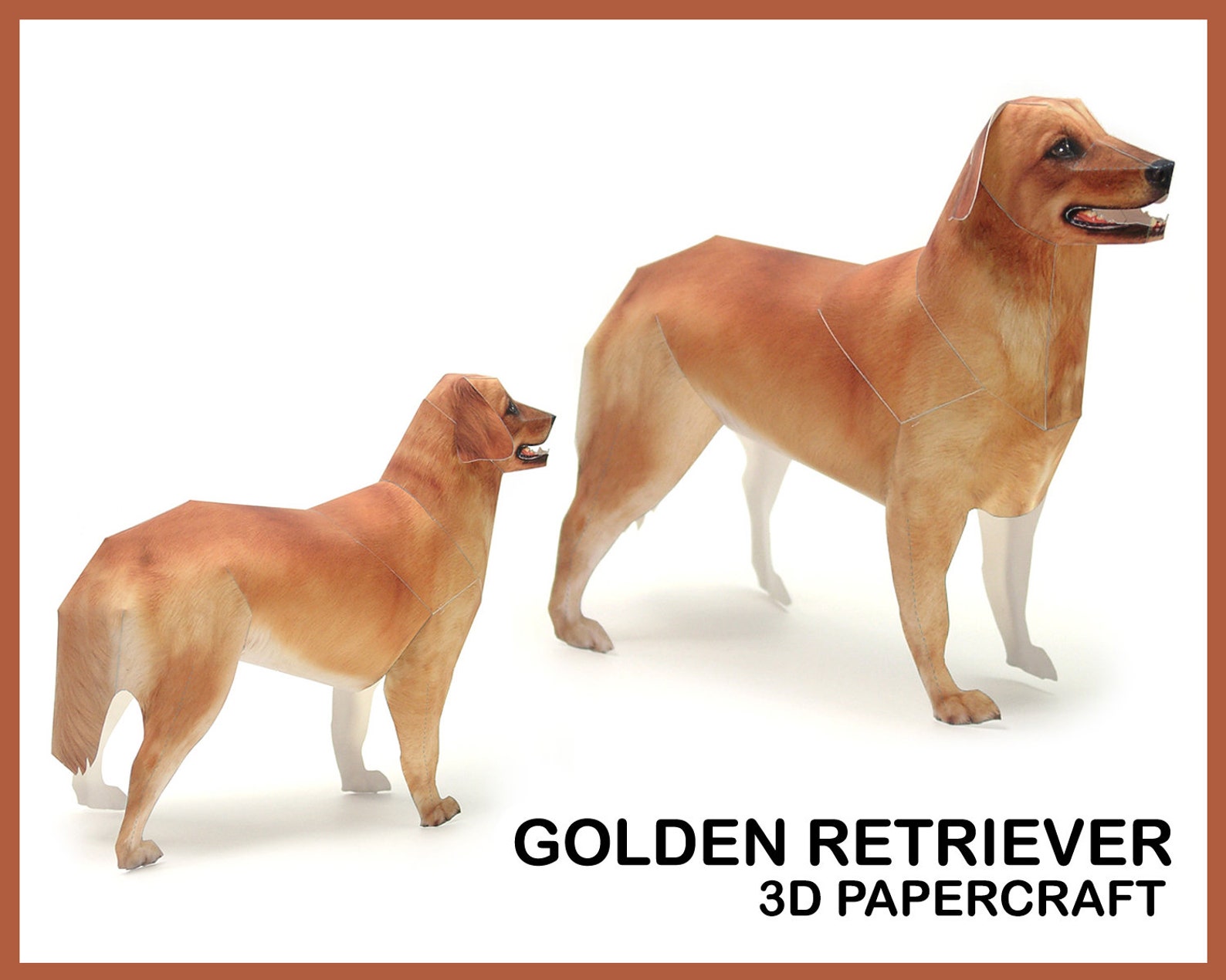 GOLDEN RETRIEVER 3D Papercraft / Golden Retriever Art / 3d Origami ...