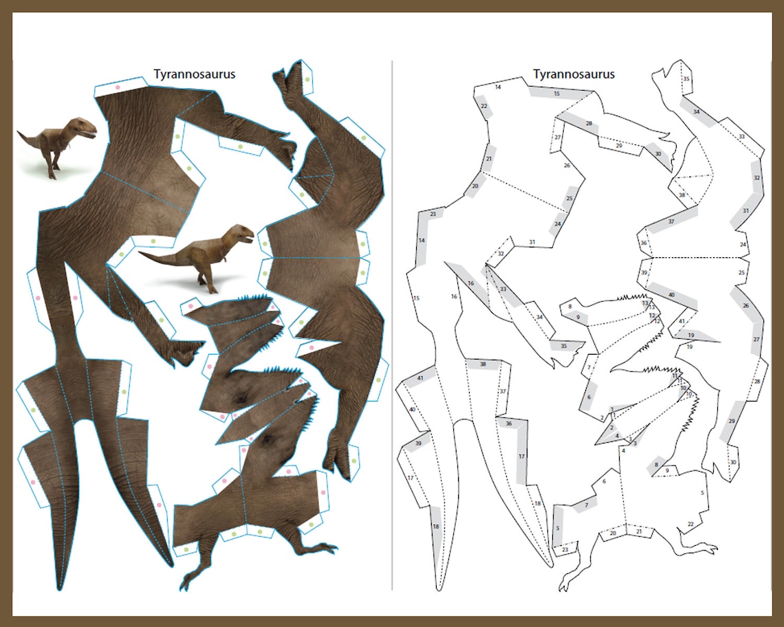 TYRANNOSAURUS 3D Papercraft / Theropod Dinosaur Papercraft / Birg ...