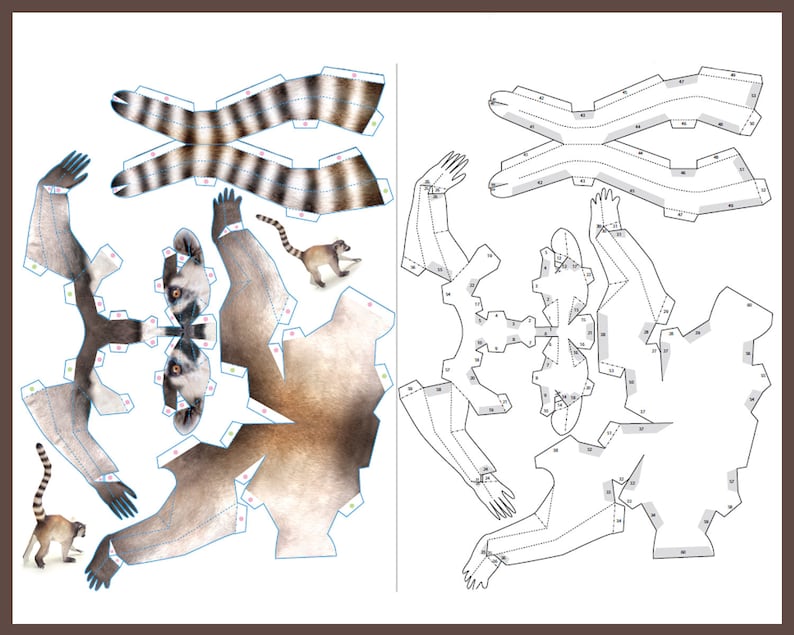 LEMUR 3D Papercraft / Lemur Paper Sculpture / Lemur PDF - Etsy