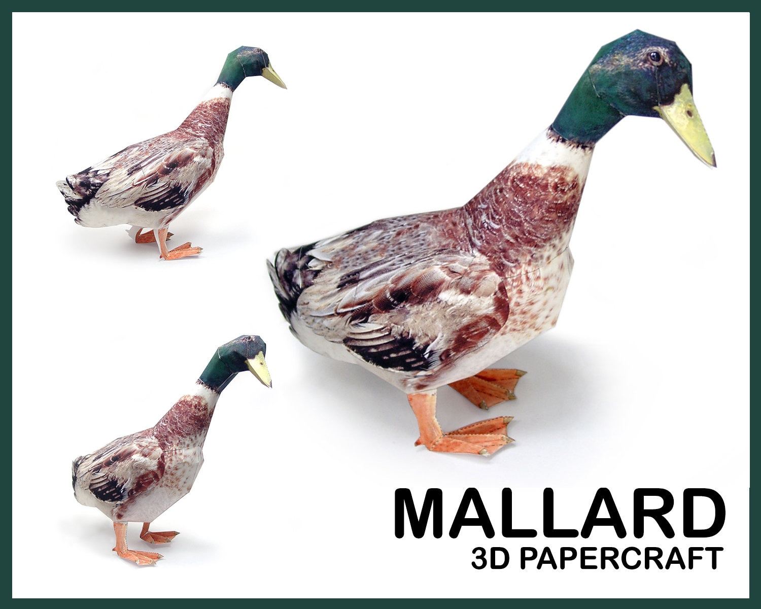 MALLARD 3D Papercraft / Animals Papercraft 3D / 3d Origami Wild Duck ...