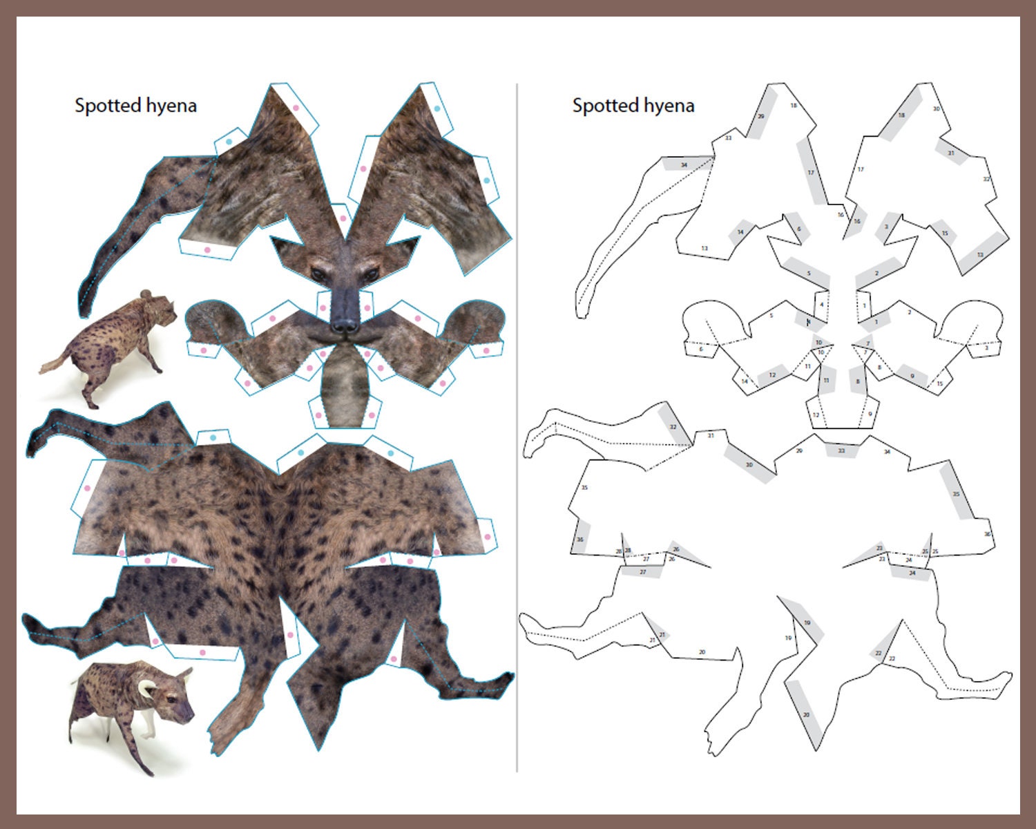 HYENA 3D Papercraft / Hyena Paper Craft Template / DIY Printable Animal ...