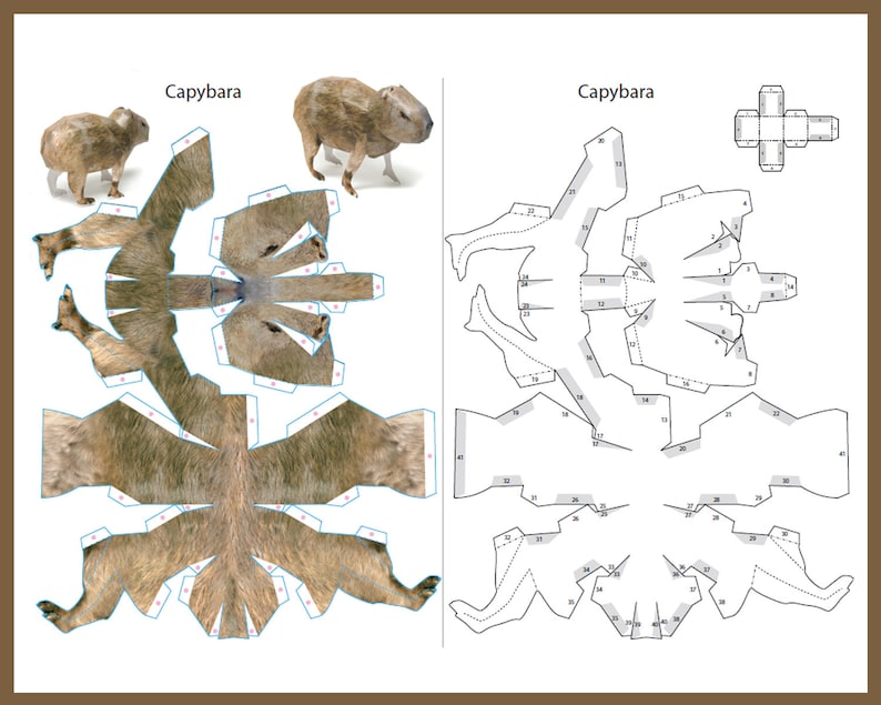 CAPYBARA 3D Papercraft / 3d Origami / Capybara Paper Model / Animal 3d Papercraft / 3d Paper ...