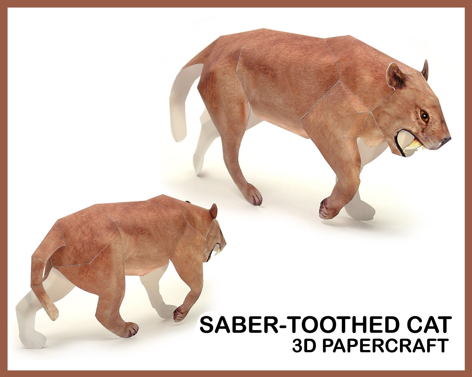 SABER-TOOTHED CAT 3D Papercraft / 3d Origami Paper Craft / Animals ...