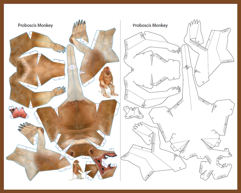 MONKEY 3D Papercraft / Papercraft Animals / Papercraft Model / 3d ...