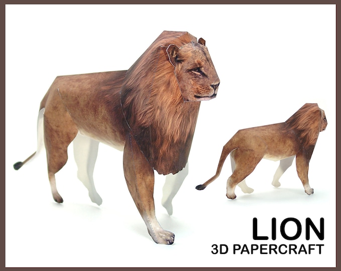 Lion, Papercraft, 3D Paper Model, Animal, Zoo, Paper Craft, Template ...