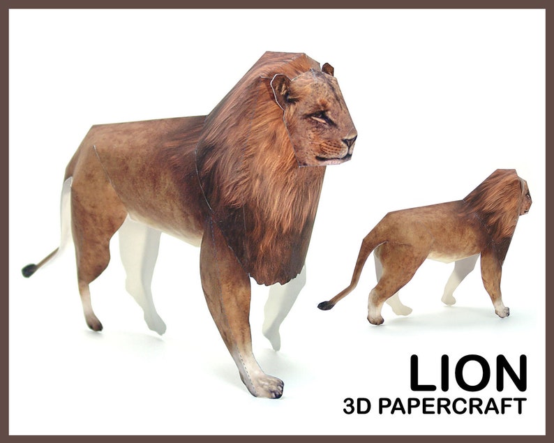 MALE LION 3D Papercraft / origami 3d / escultura de león / estatua de ...