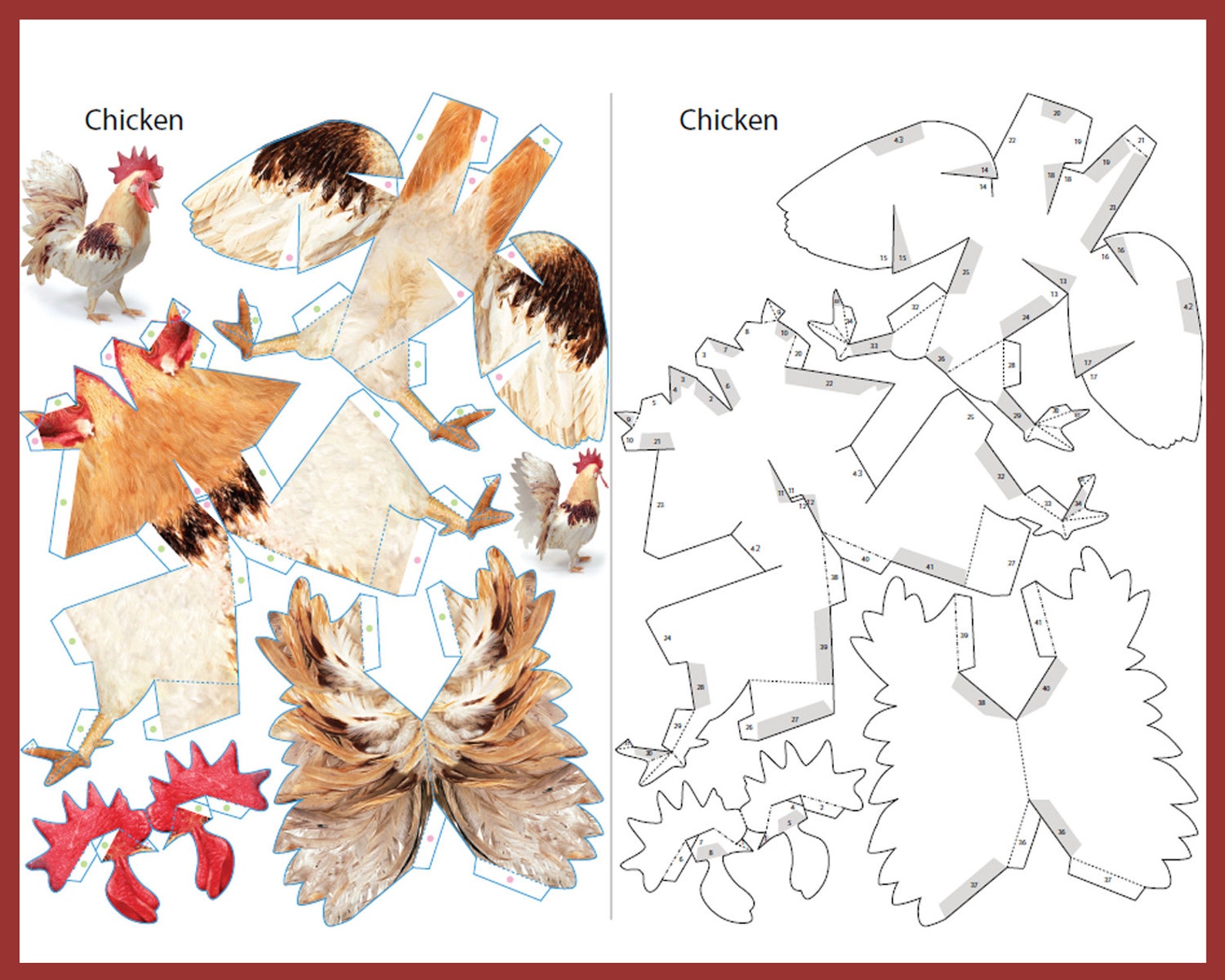 CHICKEN 3D Papercraft / Animals Papercraft / Papercraft Template ...