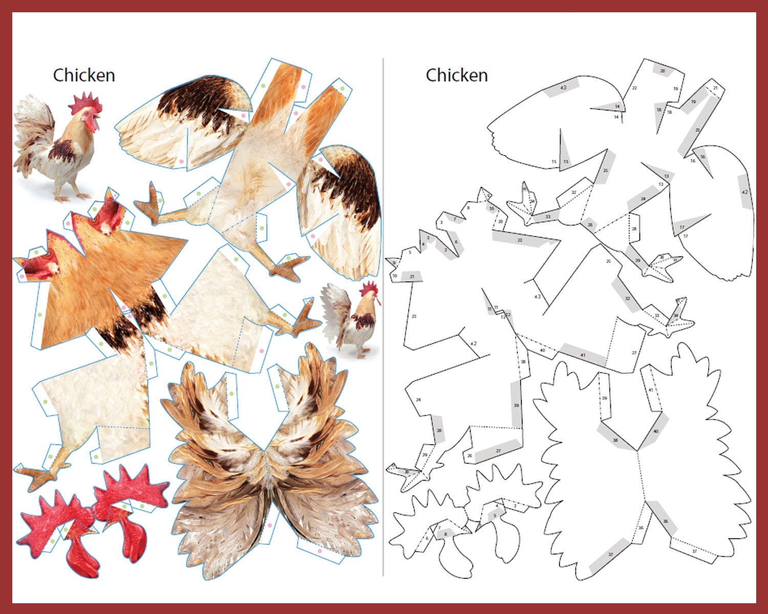 CHICKEN 3D Papercraft / Animals Papercraft / Papercraft Template ...