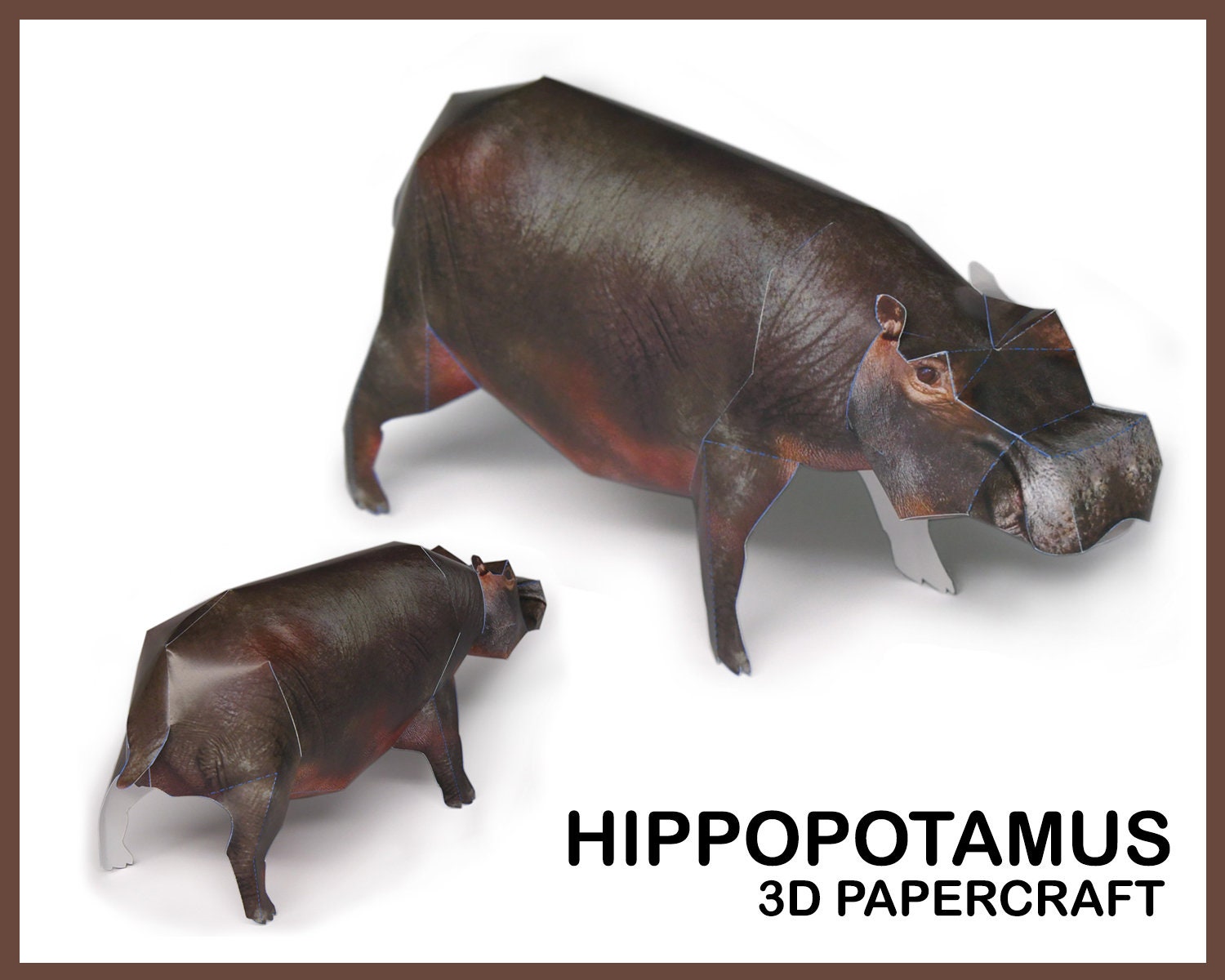 HIPPOPOTAMUS 3D Papercraft / Hippo Pepercraft / Papercraft Trophy / Pdf ...