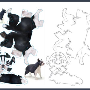 BOSTON TERRIER 3D Papercraft / Hunting Dog Papercraft / Boston Terrier ...