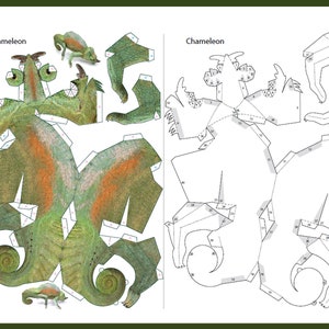 CHAMELEON 3D Papercraft / Chameleon Sculpture Printable / Origami 3D ...