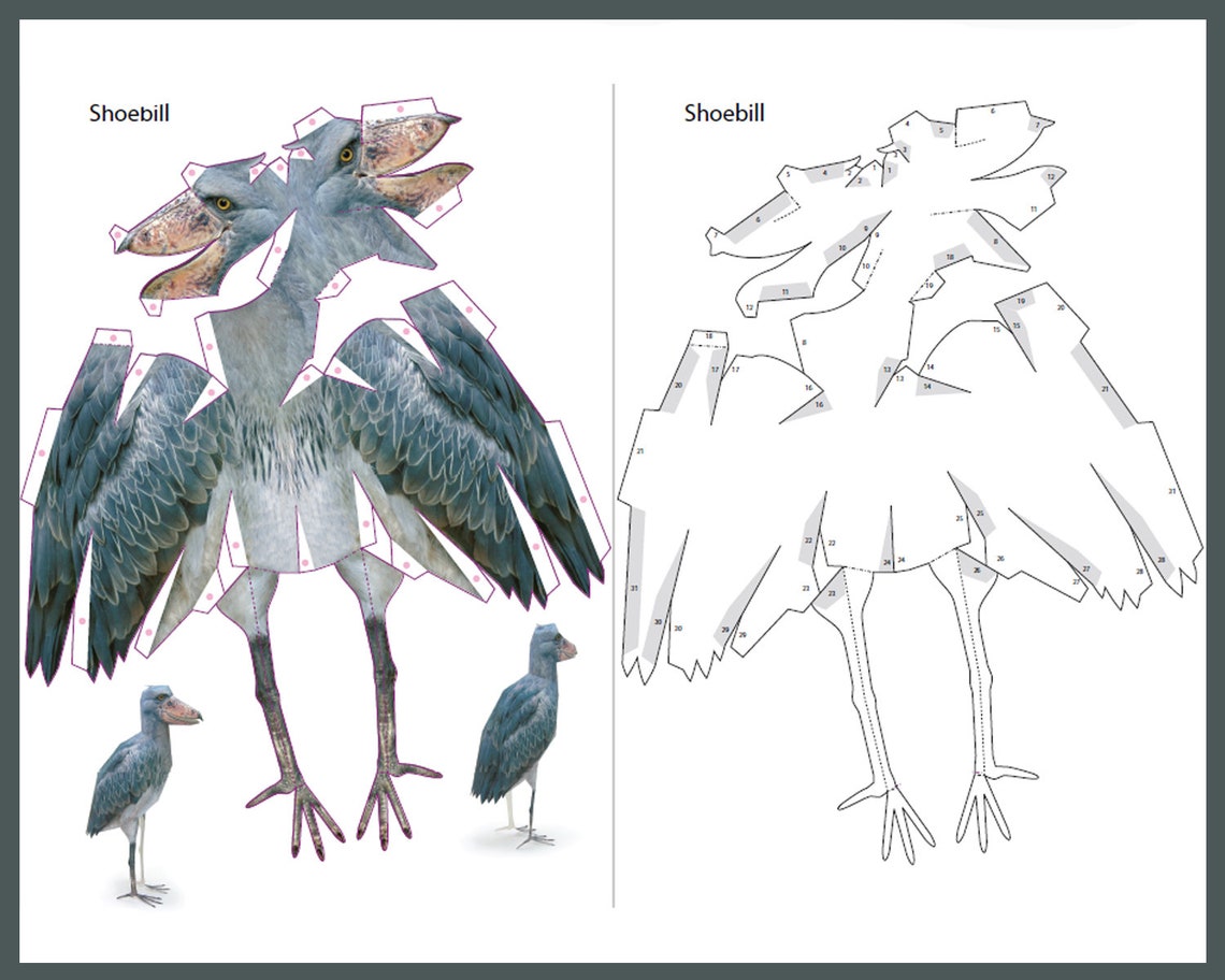 SHOEBILL 3D Papercraft / Papercraft Animals / 3d Origami / Papercraft ...