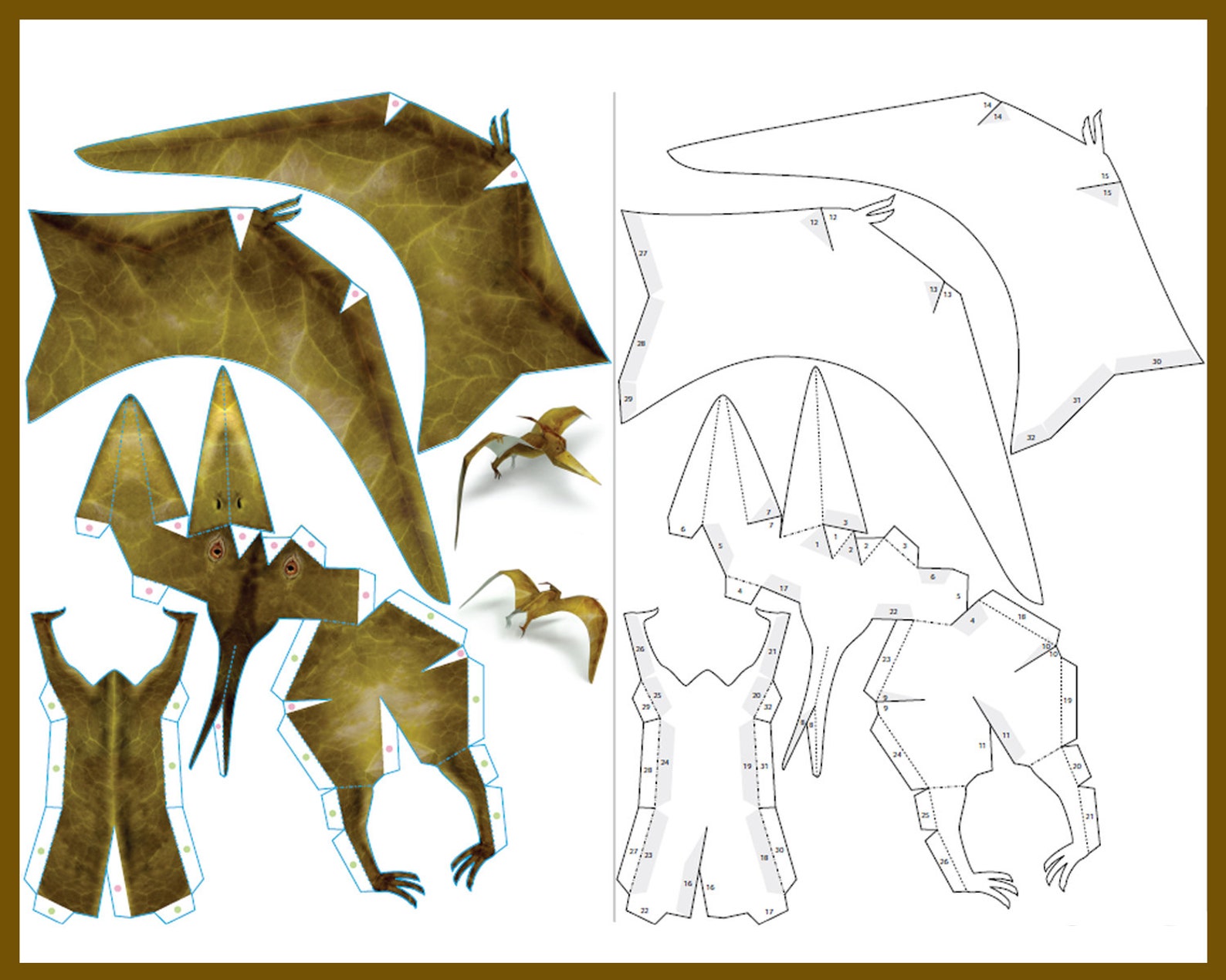 PTERANODON 3D Papercraft / Standing Pteranodon Paper Craft / 3d ...