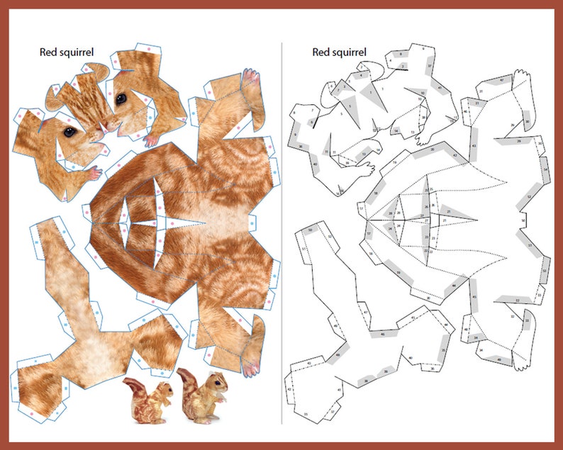RED SQUIRREL 3D Papercraft / Squirrel Decor / 3d Origami / Papercraft ...