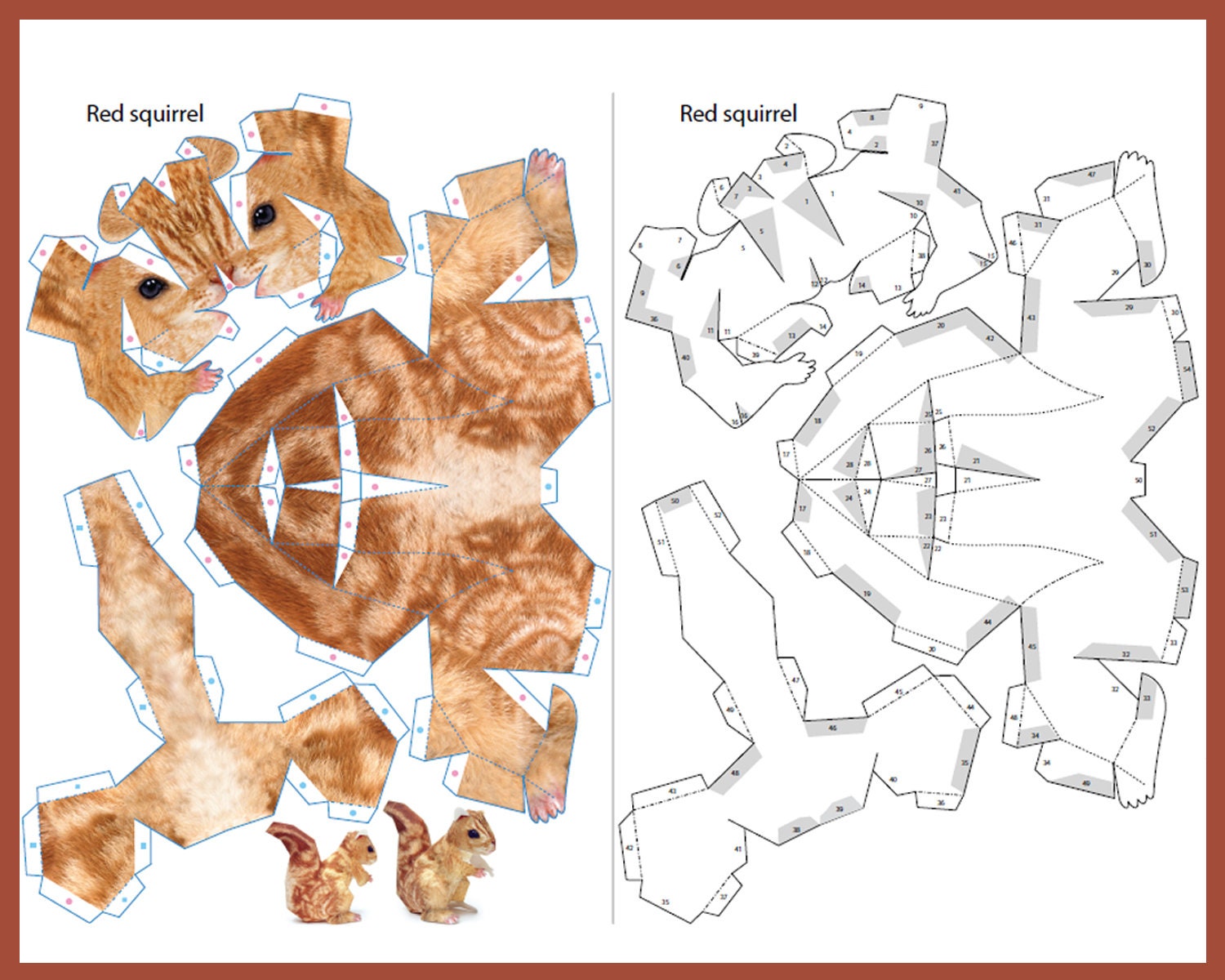 RED SQUIRREL 3D Papercraft / Squirrel Decor / 3d Origami / Papercraft ...