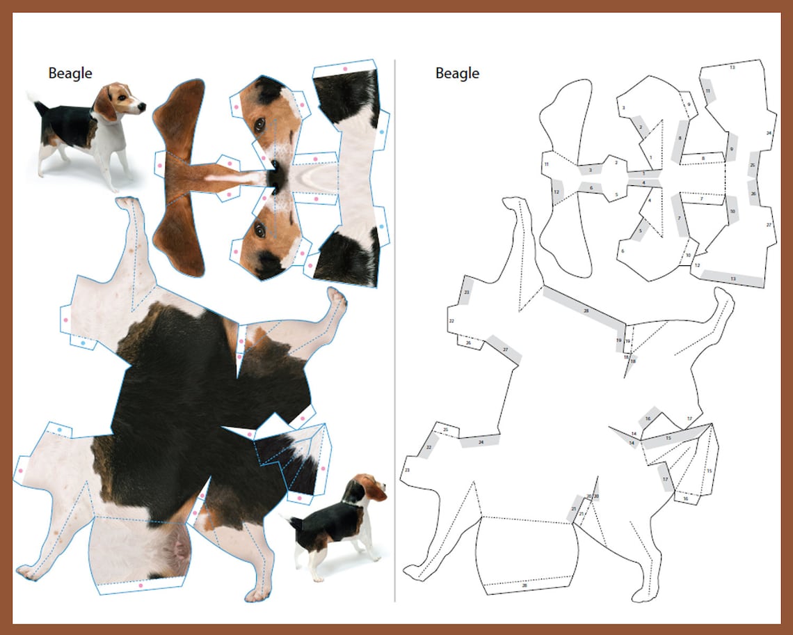 BEAGLE 3D Papercraft / Dog Sculpture / Papercraft Animals / 3d Origami ...
