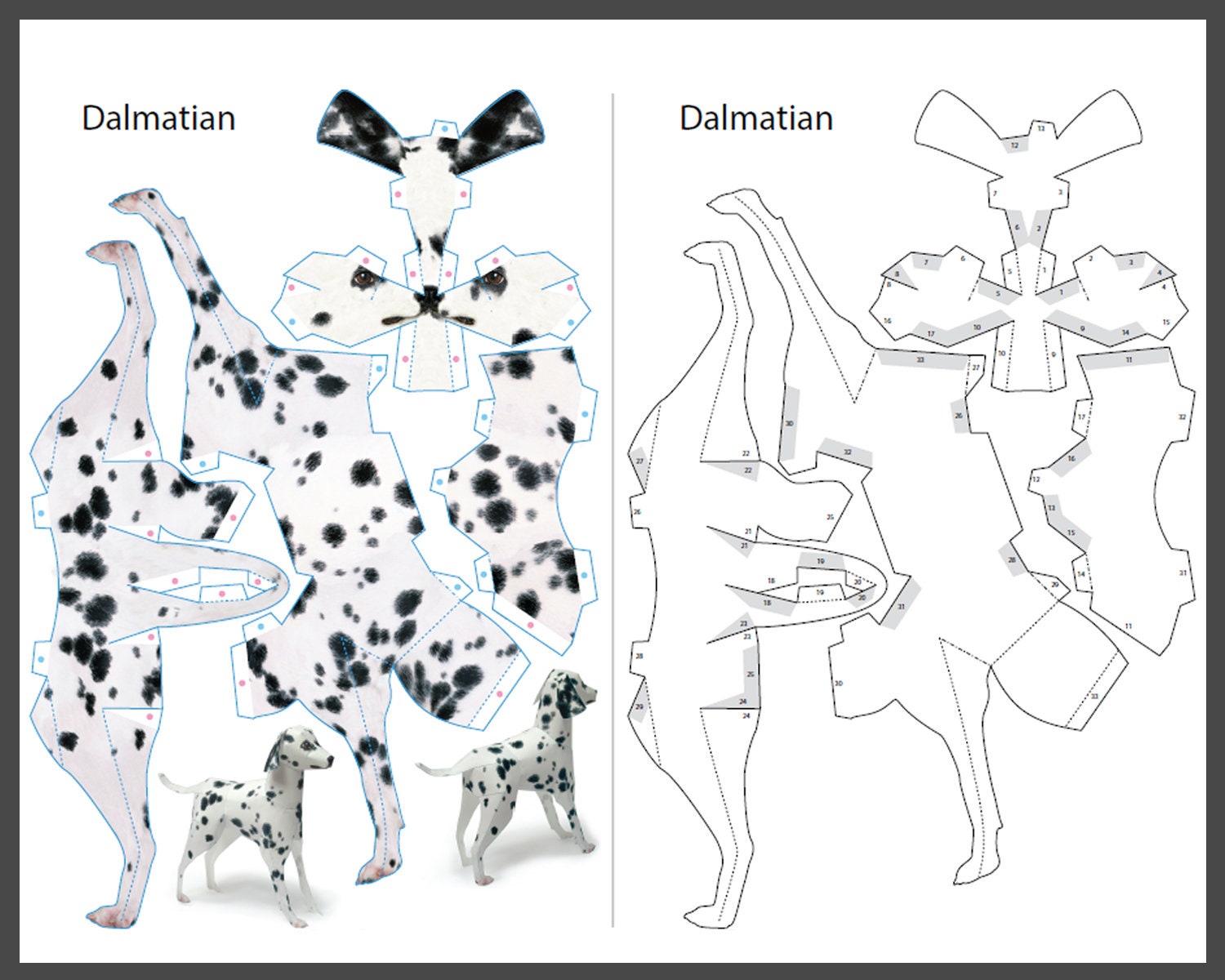 DALMATIAN 3D Papercraft / Dog Papercraft / 3D PDF Template / Papercraft ...