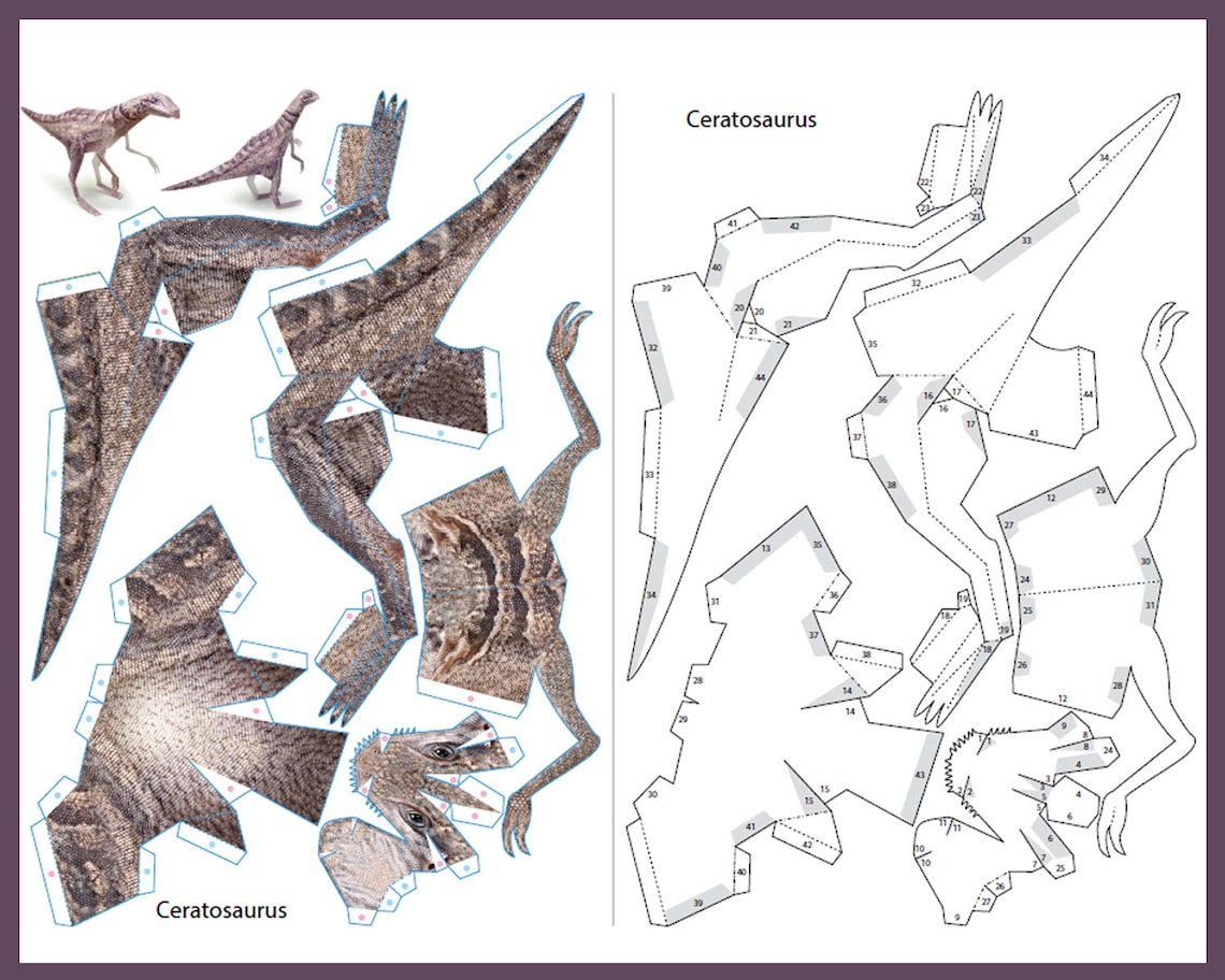 CERATOSAURUS 3D Papercraft / 3d Origami / Papercraft Model / Papercraft ...