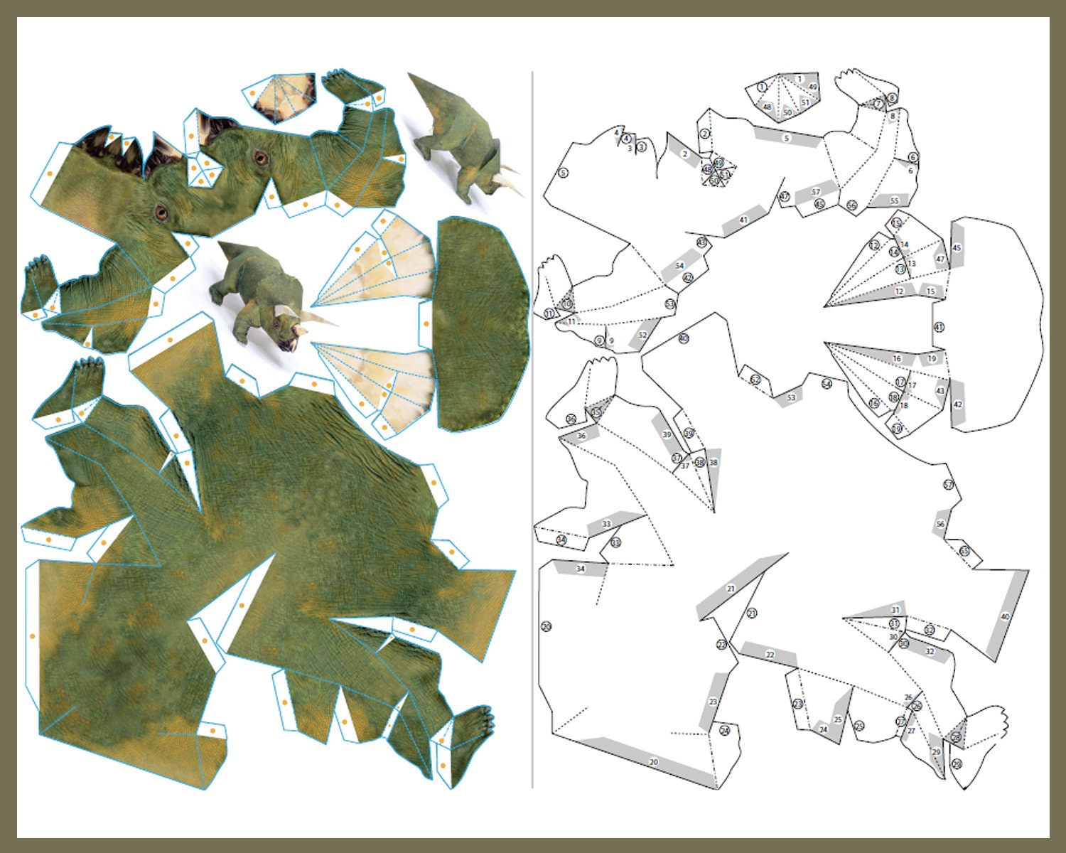 TRICERATOPS 3D Papercraft / Papercraft Animals / Animal Sculpture ...