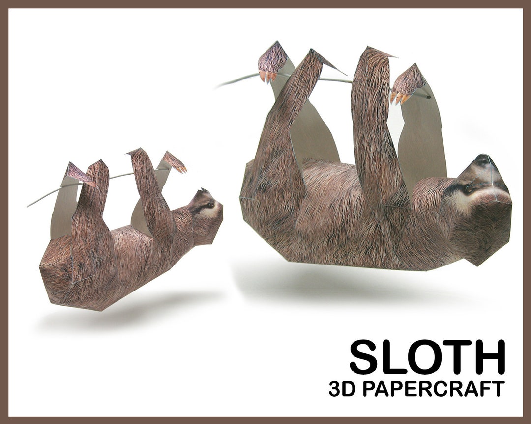SLOTH 3D Papercraft / 3d Origami Sloth Art / Sloth Paper Model DIY PDF ...