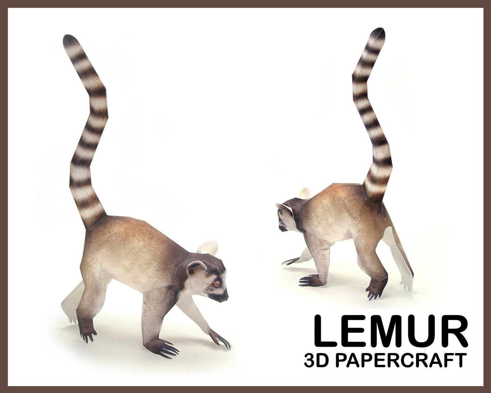 LEMUR 3D Papercraft / Lemur Paper Sculpture / Lemur PDF Template / 3d ...