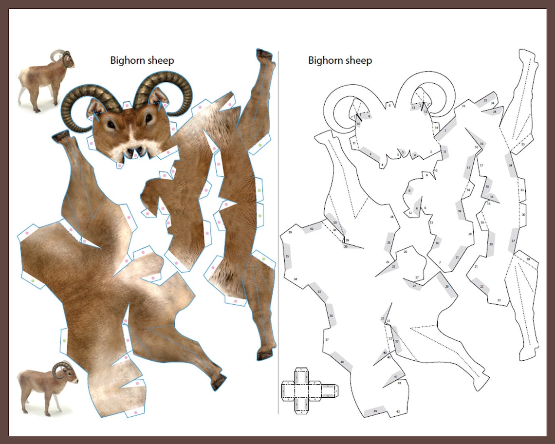 BIGHORN SHEEP 3D Papercraft / 3d Model / Papercraft Template / Paper ...