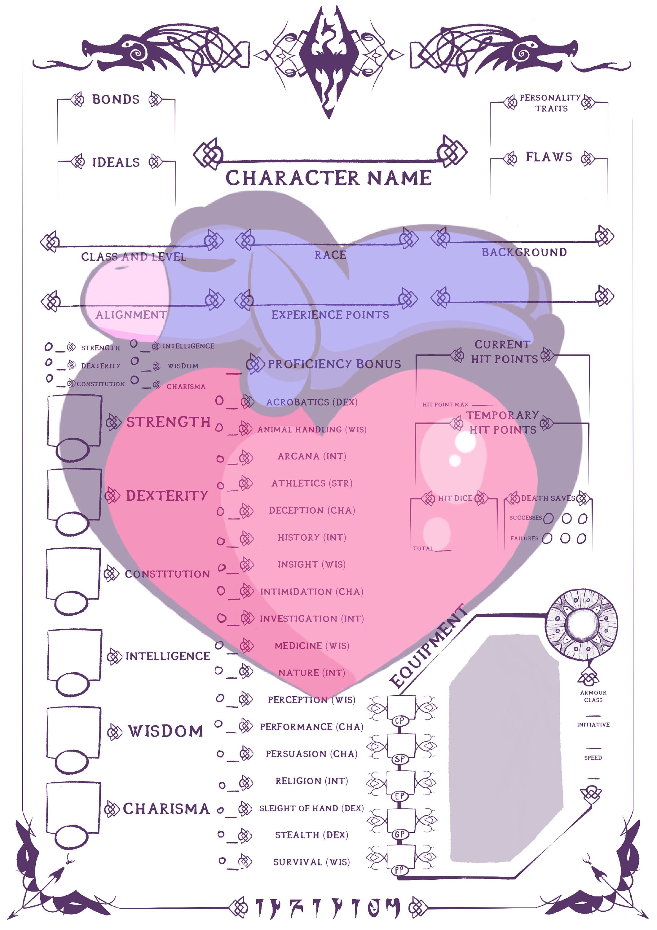 D & D Character Sheet Elder Scrolls Themed | Etsy
