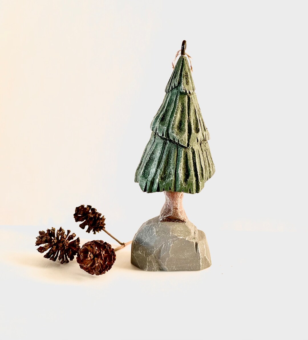 Hand Whittled Wooden Christmas Tree Ornament - Christmas Carving ...