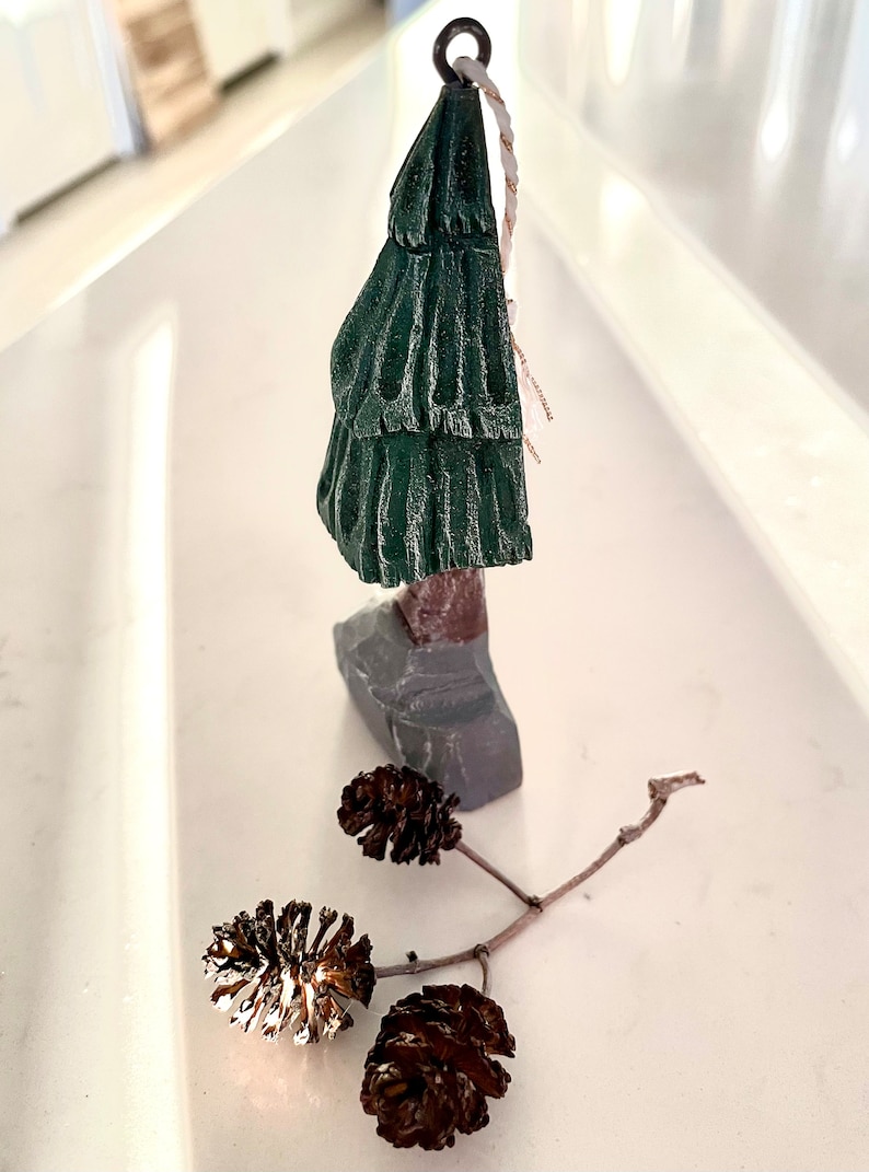 Hand Whittled Wooden Christmas Tree Ornament Christmas Carving Unique ...