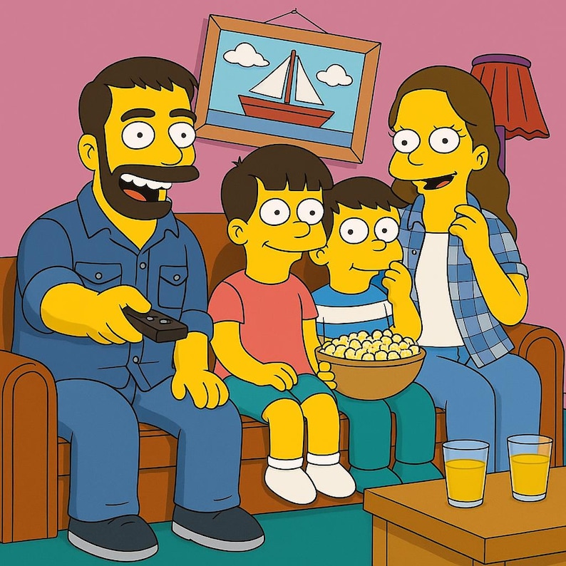 Custom Simpsons Style Family Portrait | Personalized Cartoon Art Print ...