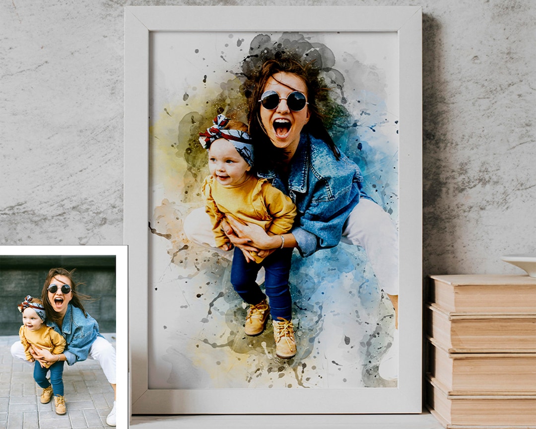 Personalized Watercolor Portrait From Photo, Custom Family Art (digital ...
