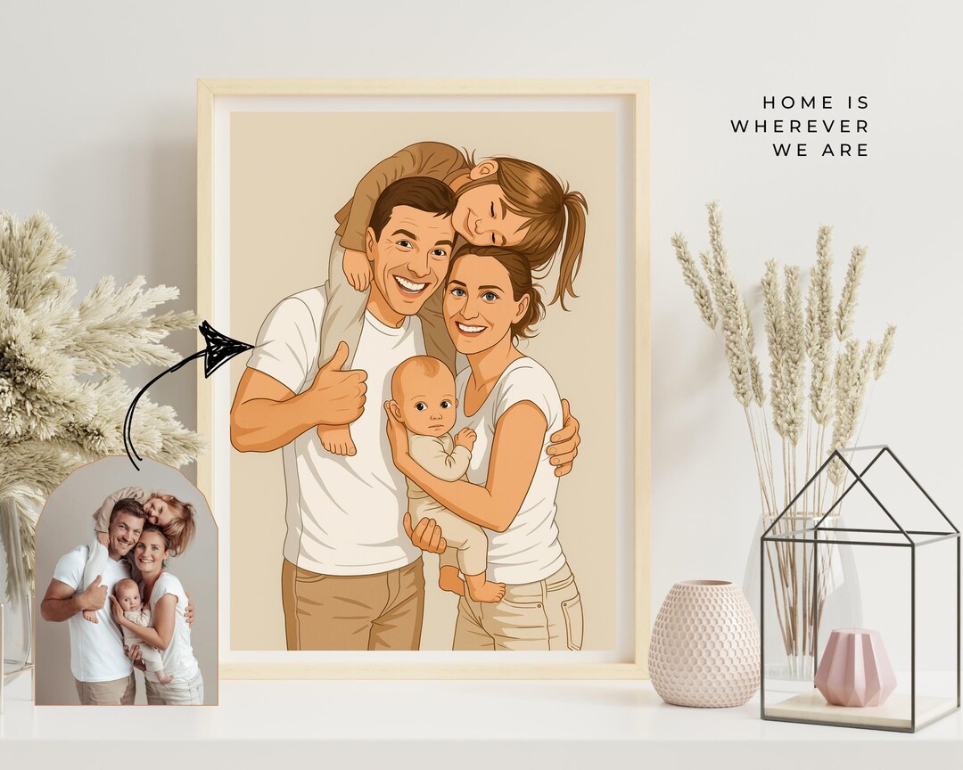 Custom Cartoon Family Portrait | Personalized Digital Illustration ...