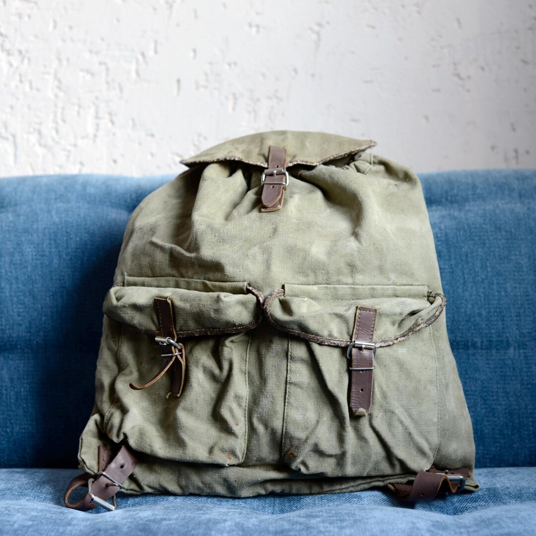 Rare Vintage Canvas Backpack. Small Rucksack/bag 17 Inches - Etsy