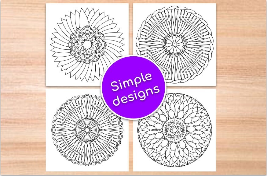 Printable Adult Coloring Pages | Easy Coloring Book | Pretty Mandalas ...