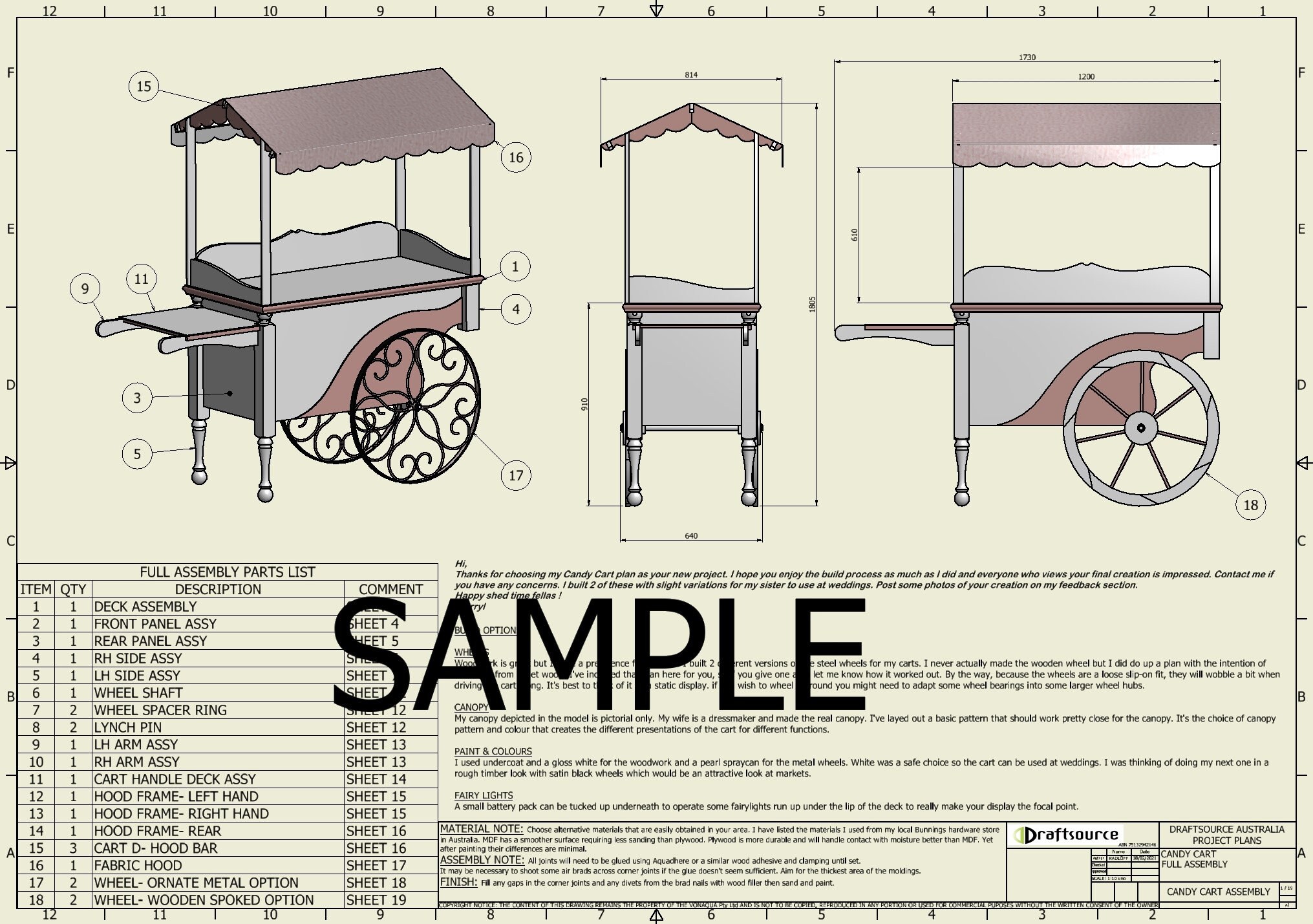 DIY PLANS for Full Sized Wooden Candy Cart - Includes Purchase List - Etsy