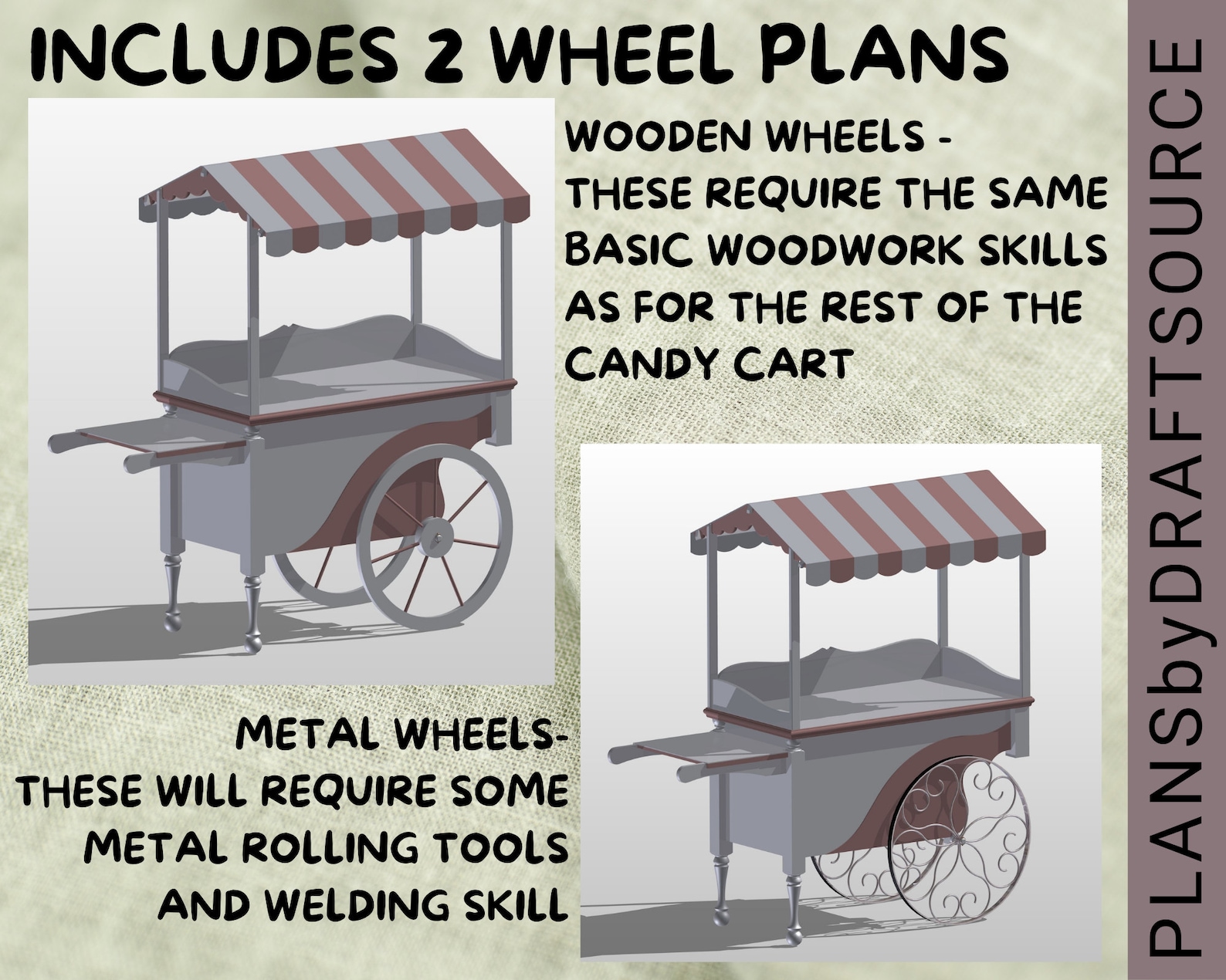 DIY PLANS for Full-size Wooden Candy Cart - Dimensions in Mm and Inches ...