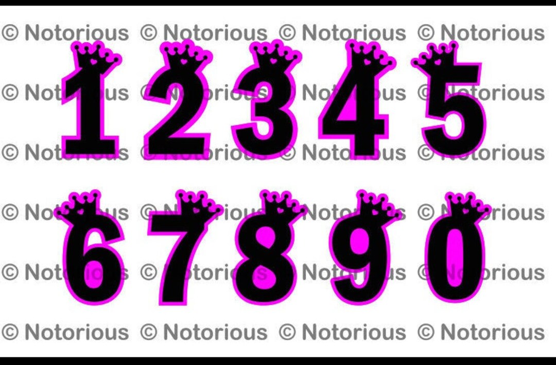0-9 Numbers Svg, 2 Layer Offset, Birthday Princess Svg, Birthday Girl ...