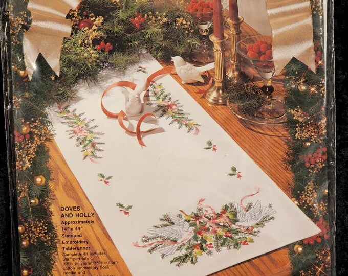 Vintage NOS Embroidery Chart Pattern Kit by Bucilla Doves and Holly - Etsy