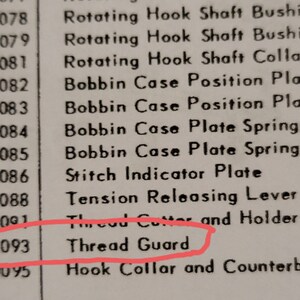 Original Singer 301 Sewing Machine Thread Guard Guide With Screw ...